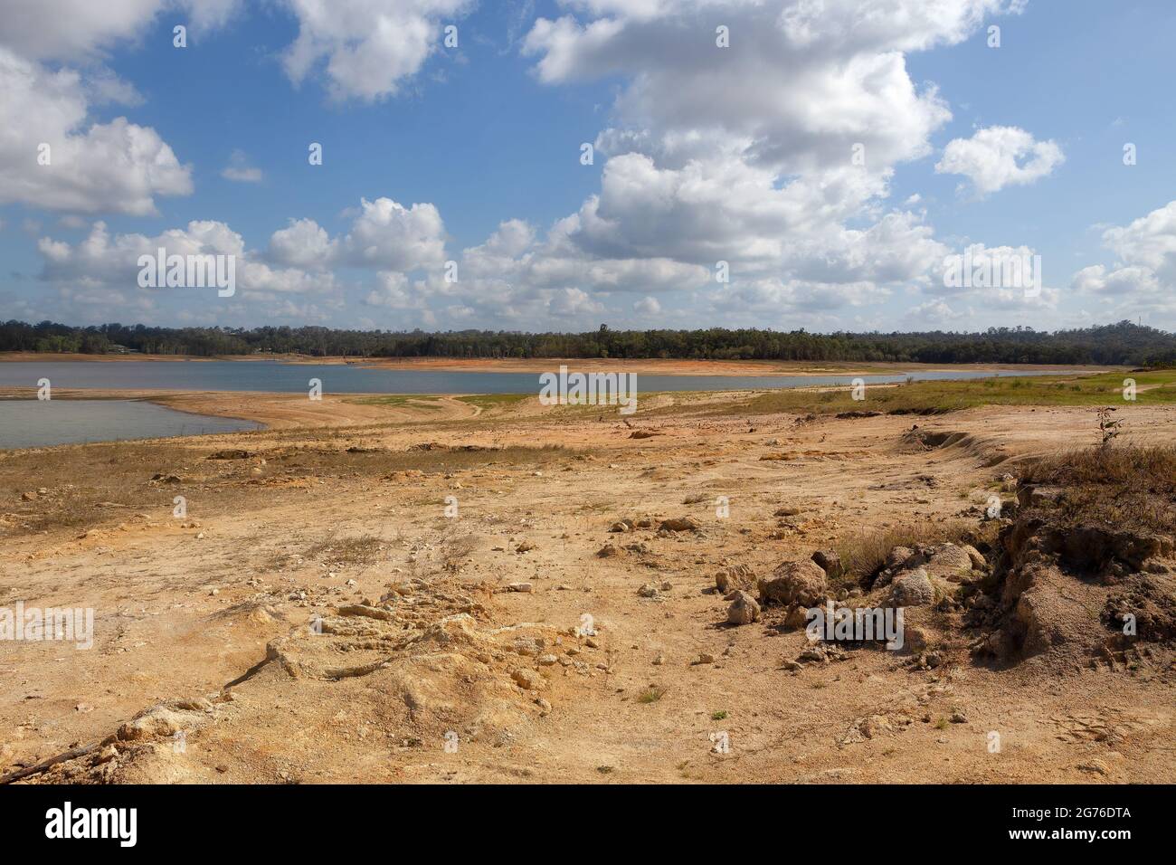 Low water during drought at Lake Tinaroo on the Atherton Tablelands in ...