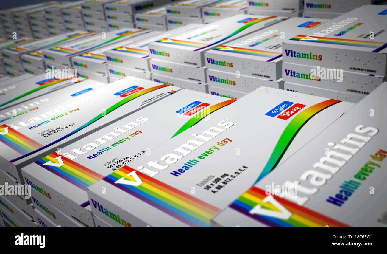 Vitamin tablets box production line hi-res stock photography and images ...