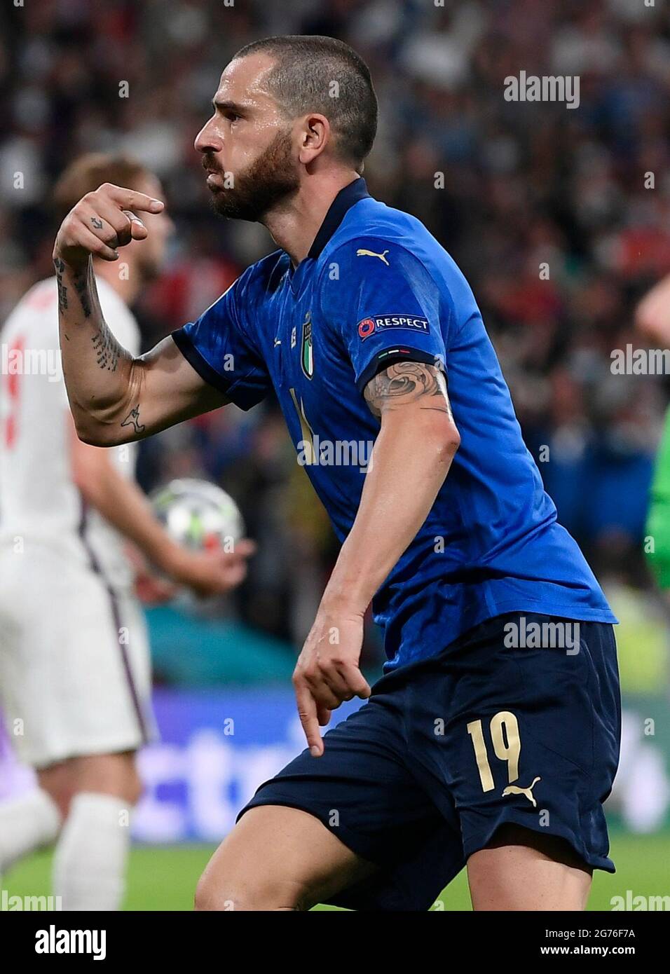 Italy's Leonardo Bonucci celebrates scoring their side's first goal of ...