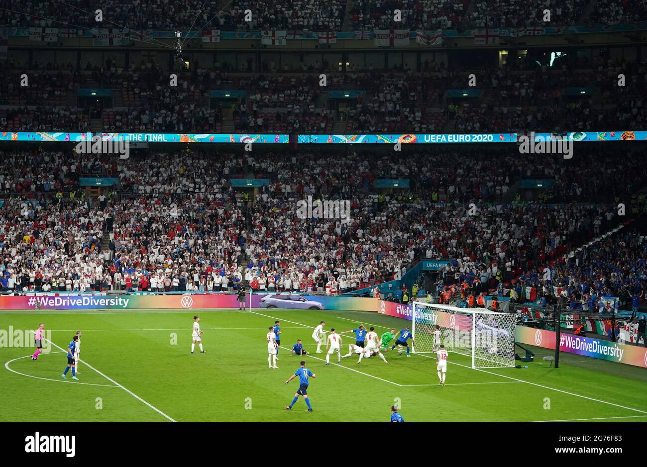 Italy's Leonardo Bonucci (19) scoring the equalising goal to level the ...