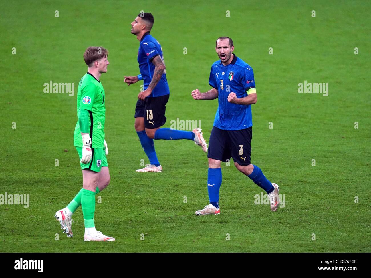 Italy's Giorgio Chiellini celebrates his sides equalising goal (scored ...