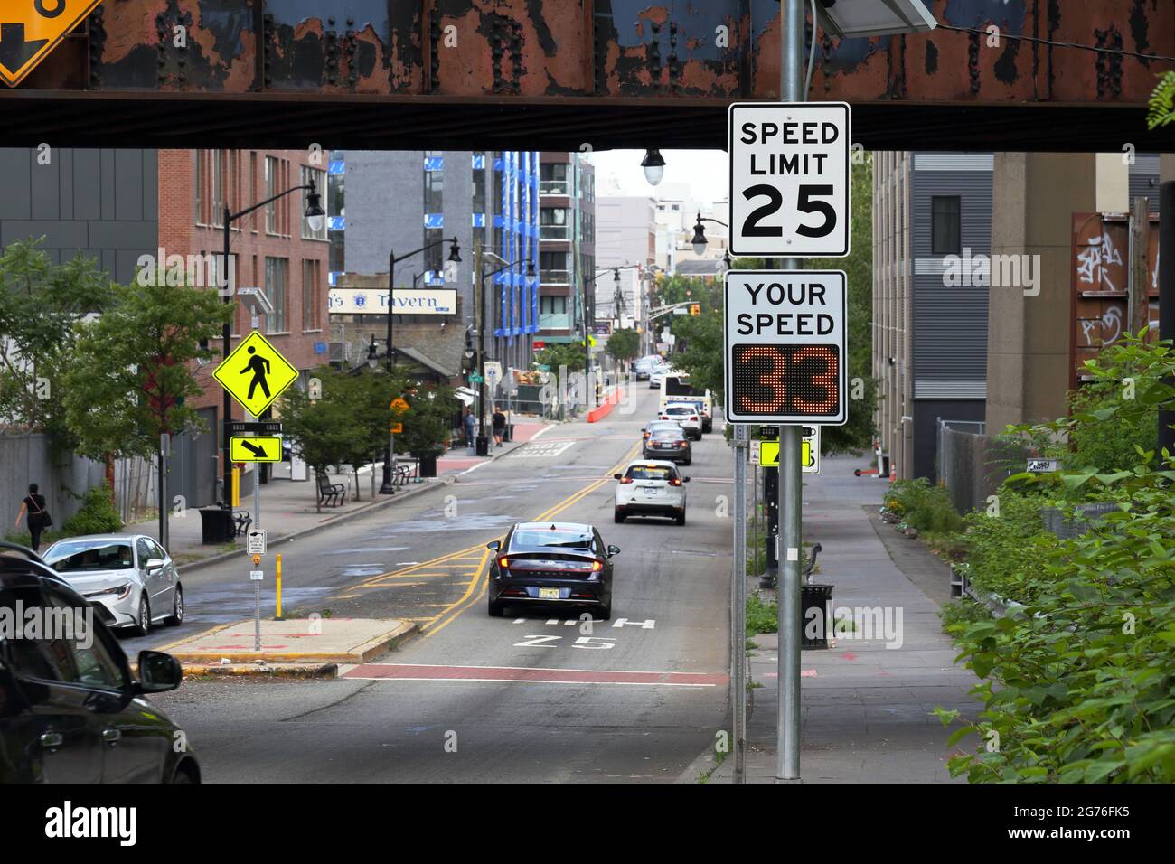 A radar speed sign on Newark Ave in Jersey City, NJ Stock Photo - Alamy