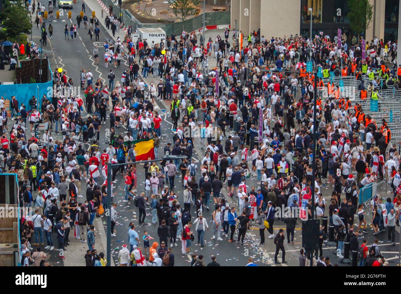 Wembley, London, England. 11th July 2021. England fans outside Wembley ...