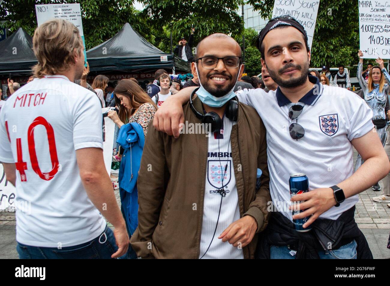 Wembley, London, England. 11th July 2021. England fans outside Wembley ...