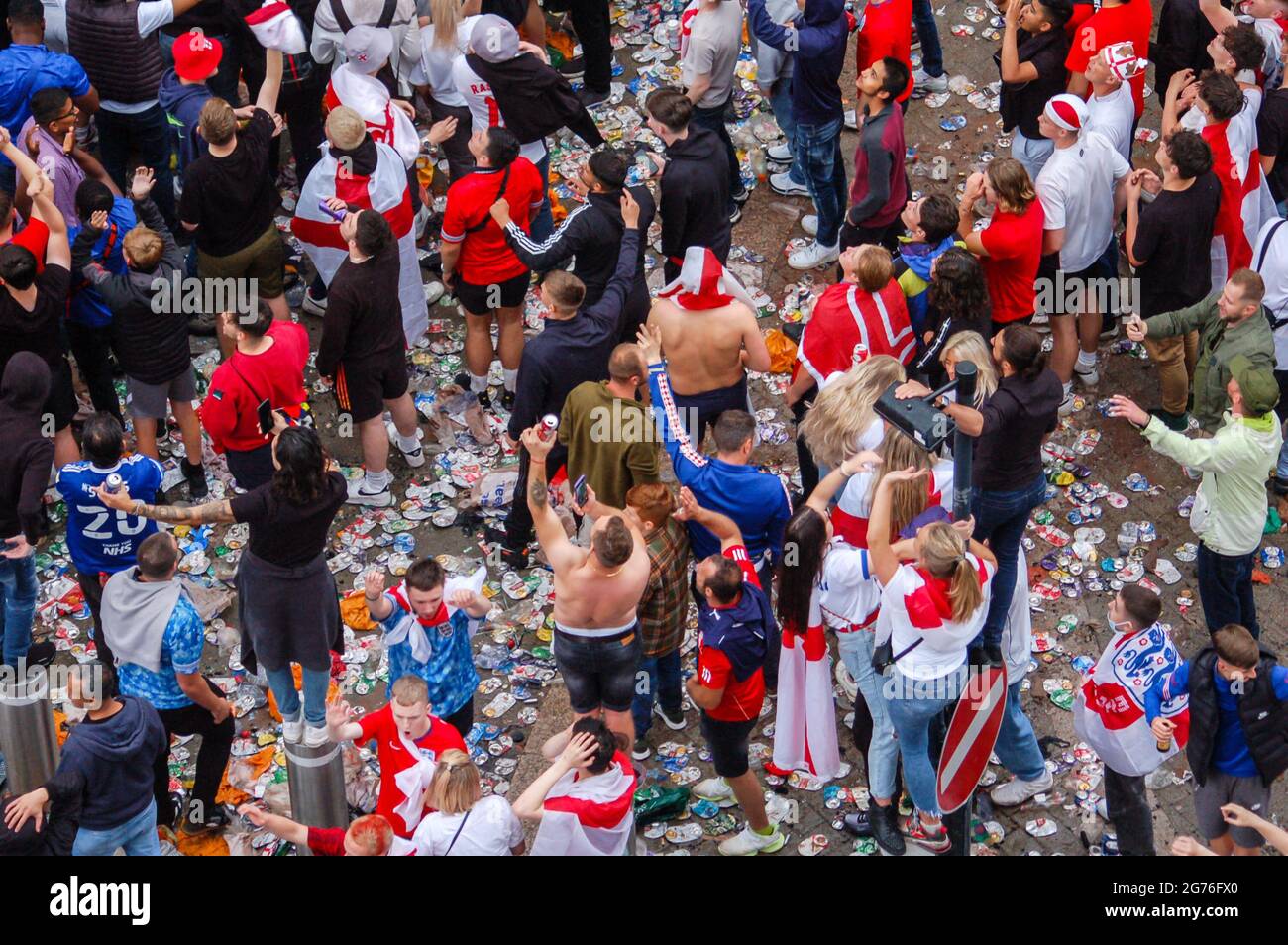 Wembley, London, England. 11th July 2021. England fans outside Wembley ...