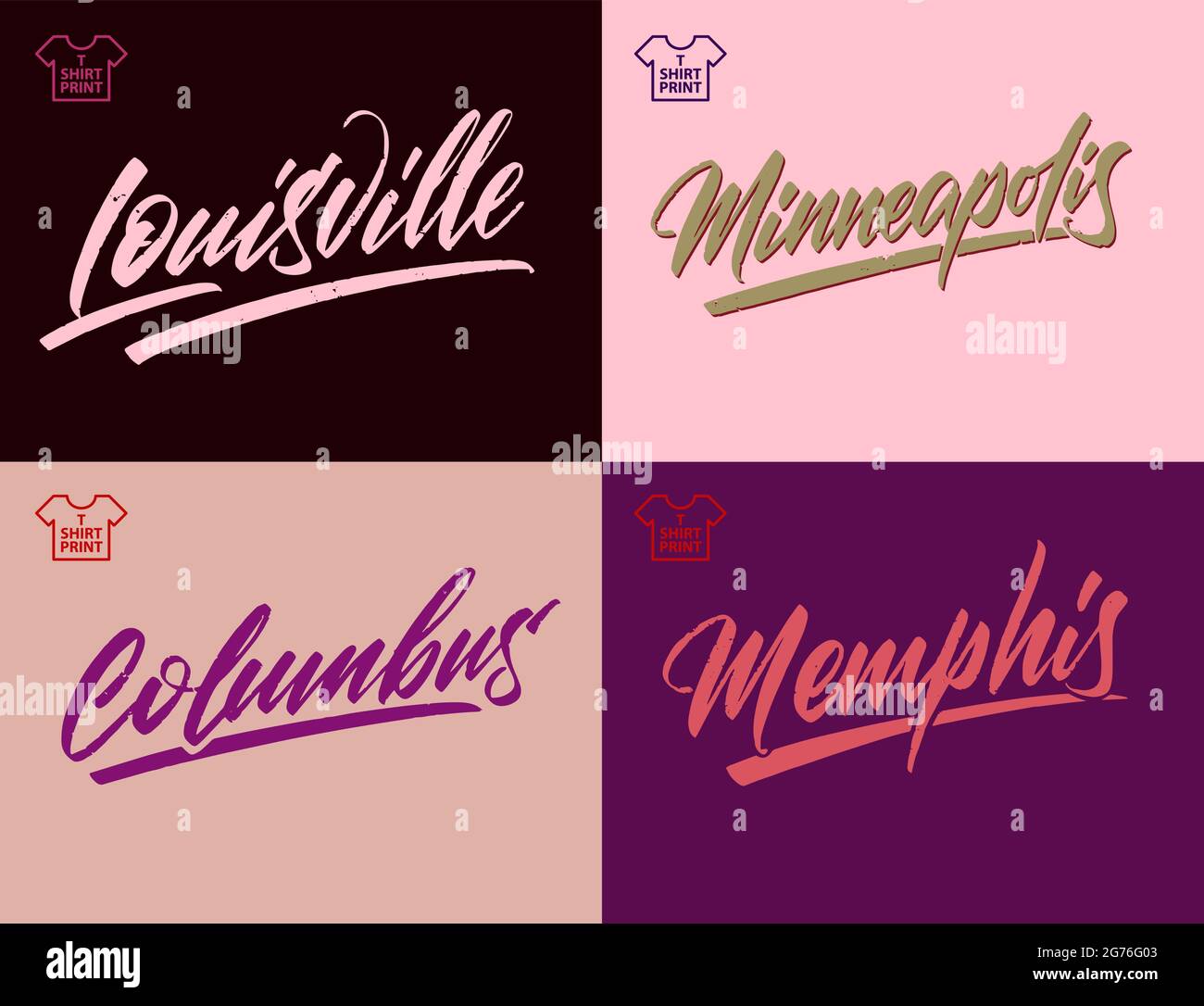 Vintage handwritten brush lettering of America cities. Louisville ...