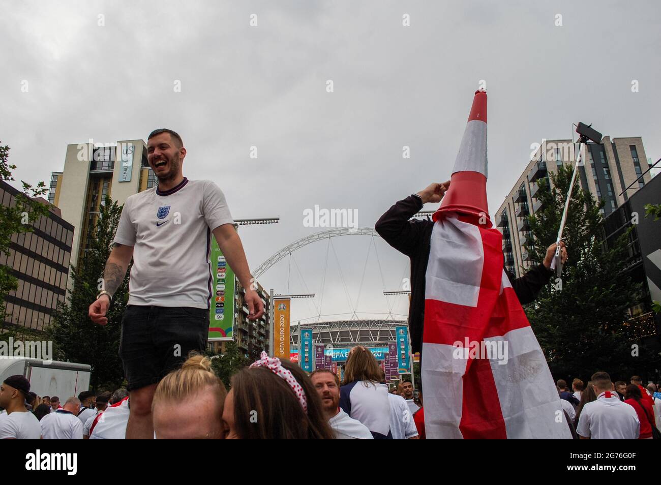 Wembley, London, England. 11th July 2021. England fans outside Wembley ...