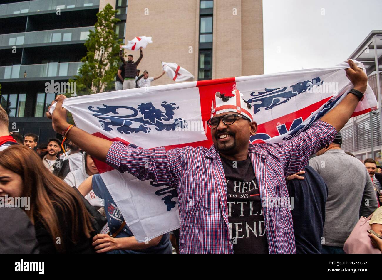 Wembley, London, England. 11th July 2021. England fans outside Wembley ...