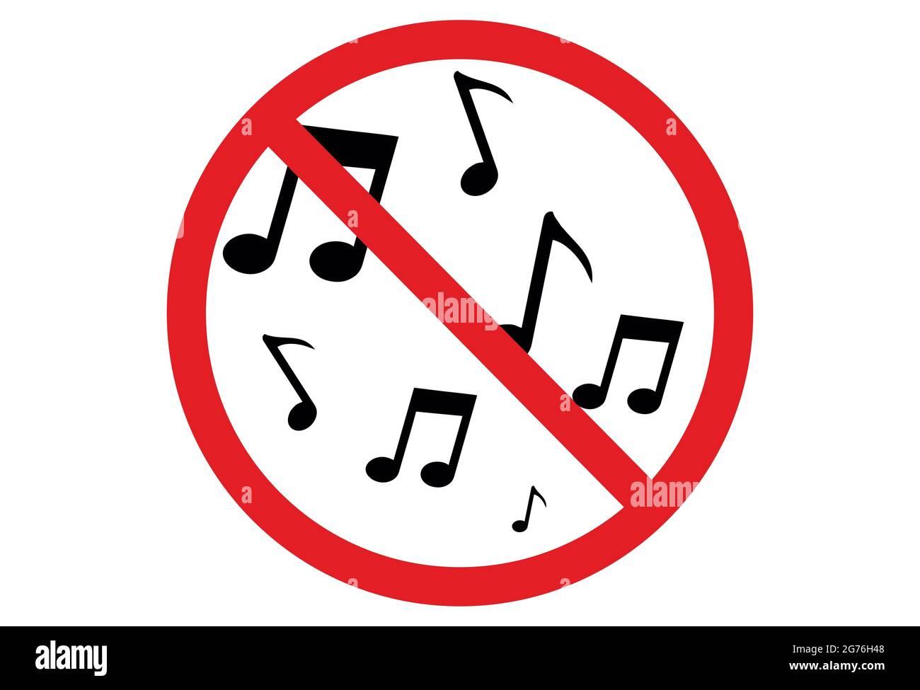 The no music sign on a white background Stock Photo - Alamy