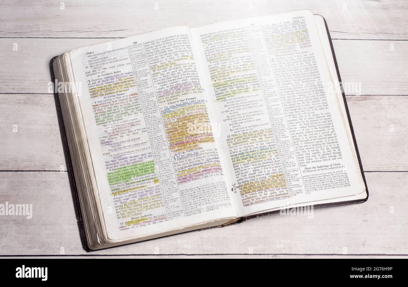 Highlighted scripture hi-res stock photography and images - Alamy