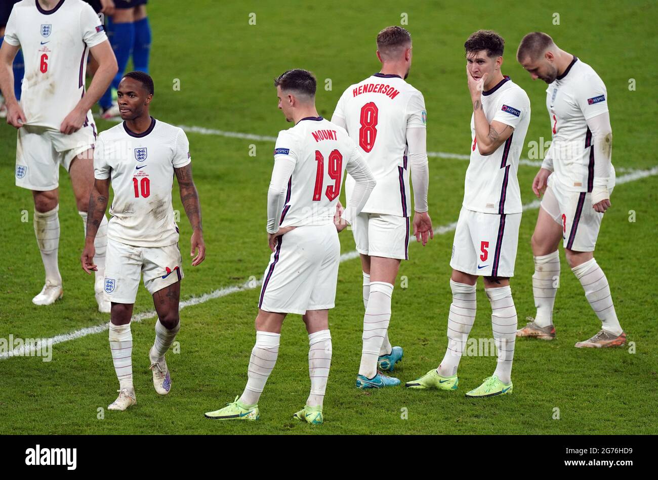 England players ahead of the start of extra time during the UEFA Euro ...