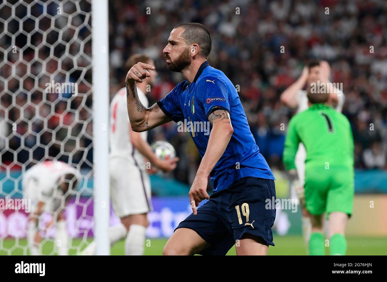 Italy's Leonardo Bonucci celebrates scoring their side's first goal of ...