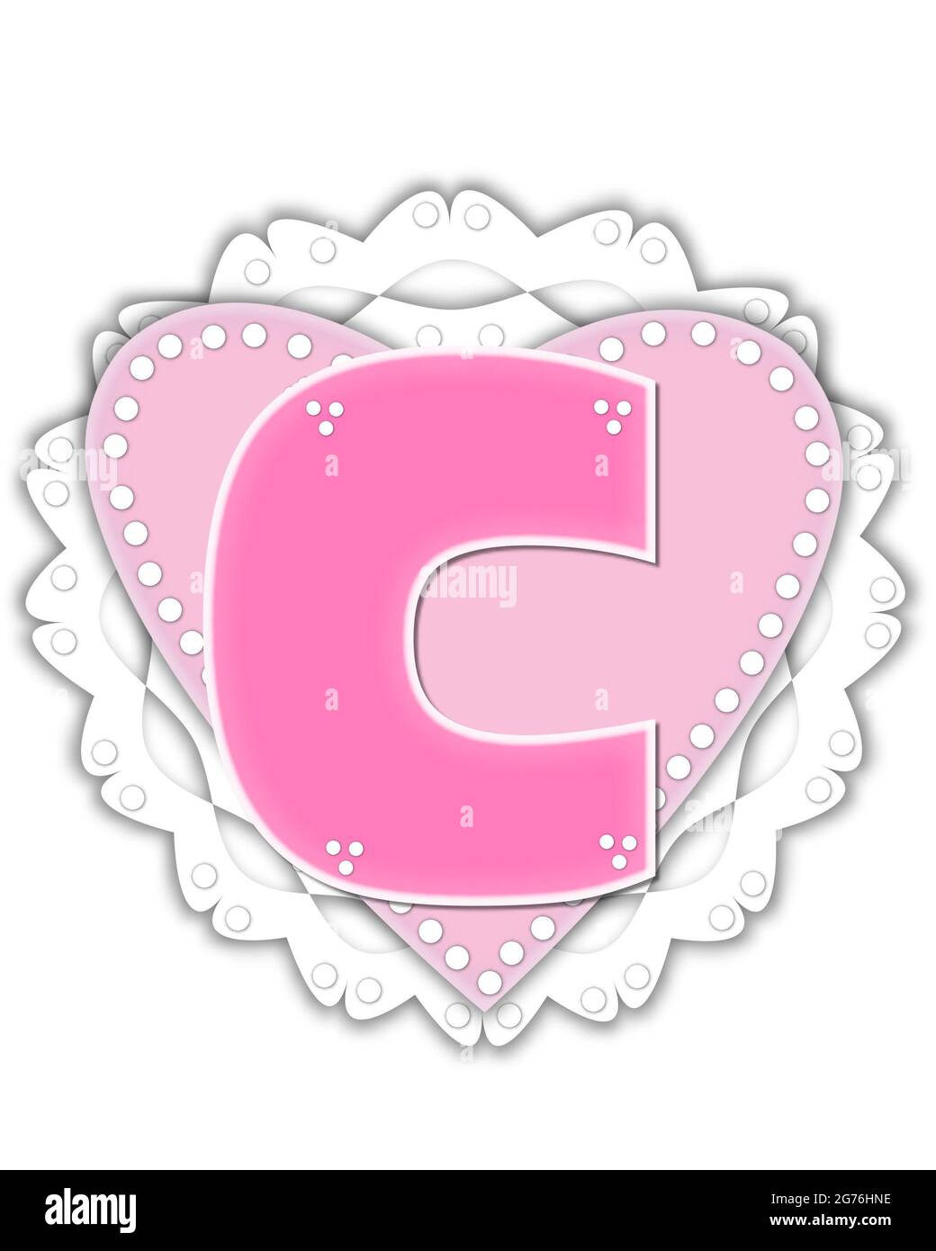 The letter C, in the alphabet set "Romantic Valentine," is pink ...