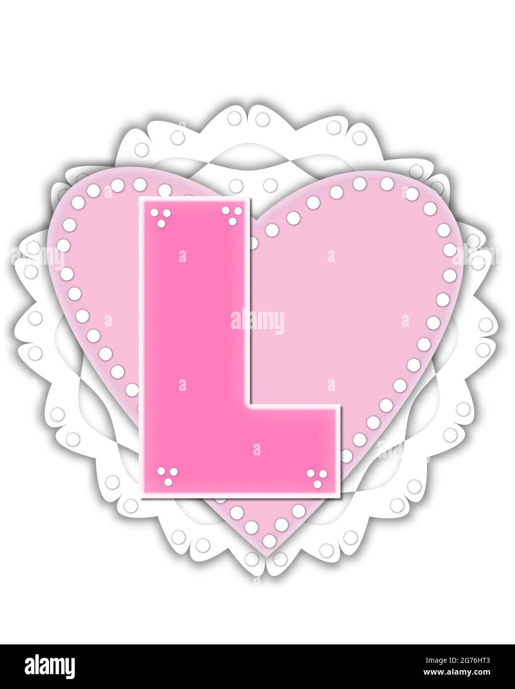 The letter L, in the alphabet set "Romantic Valentine," is pink ...