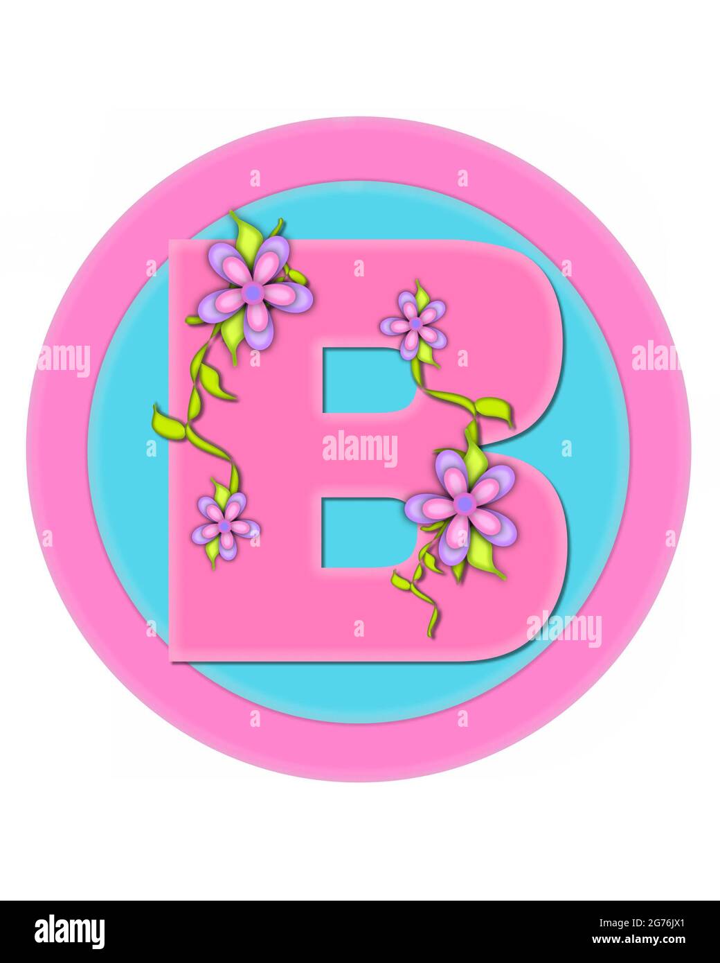 The letter B, in the alphabet set "Bouquet in Pastels," is soft pink ...