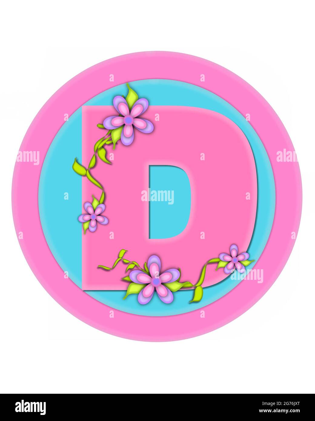 The letter D, in the alphabet set "Bouquet in Pastels," is soft pink ...