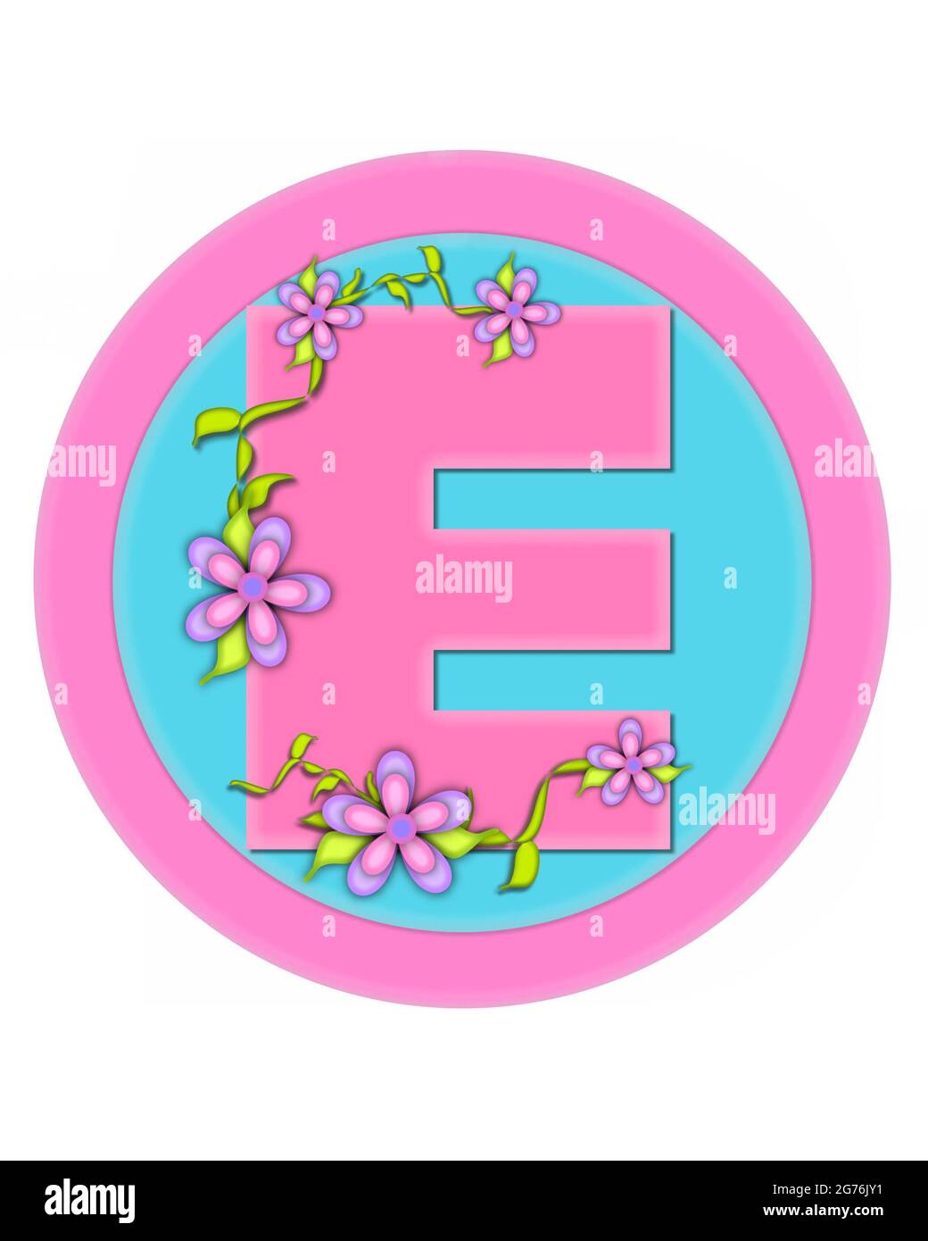The letter E, in the alphabet set "Bouquet in Pastels," is soft pink ...