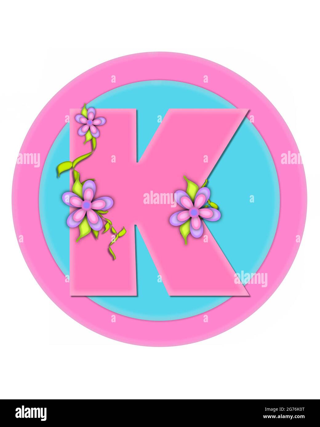 The letter K, in the alphabet set "Bouquet in Pastels," is soft pink ...