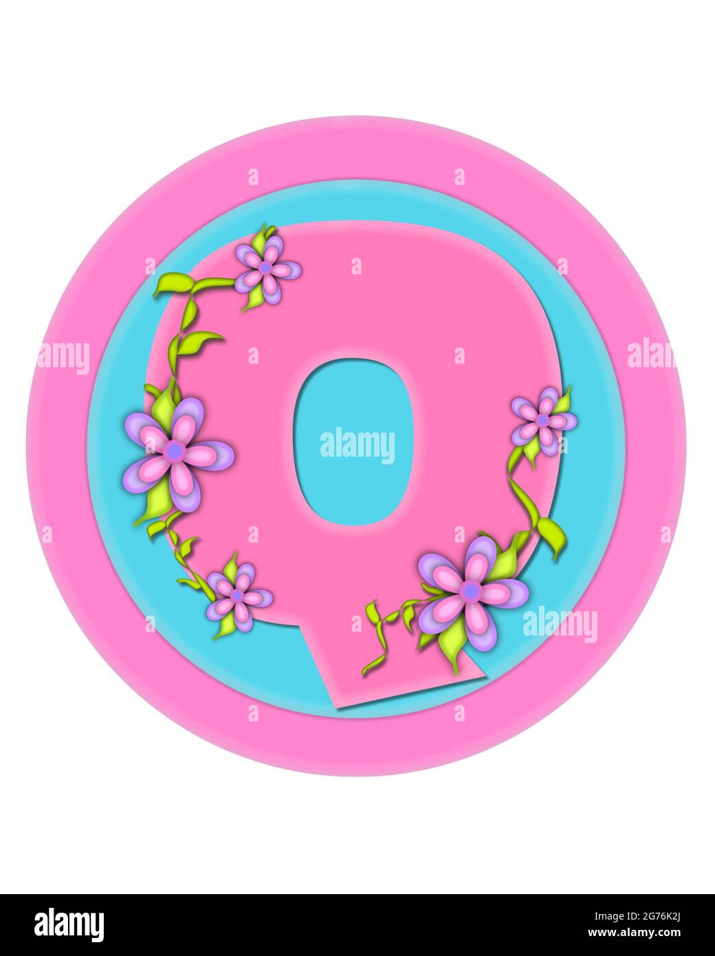 The letter Q, in the alphabet set "Bouquet in Pastels," is soft pink ...