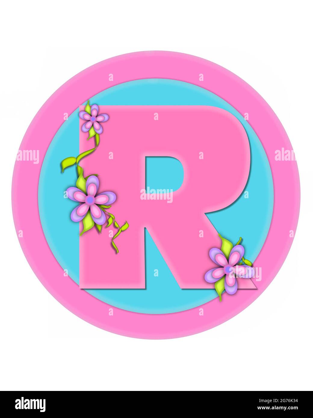 The letter R, in the alphabet set "Bouquet in Pastels," is soft pink ...