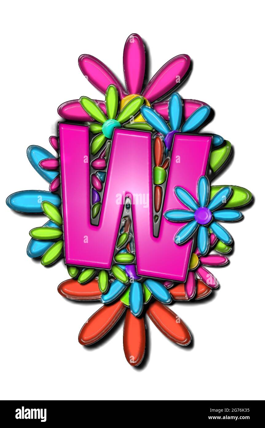 Pink green blue and orange letters Cut Out Stock Images & Pictures - Alamy