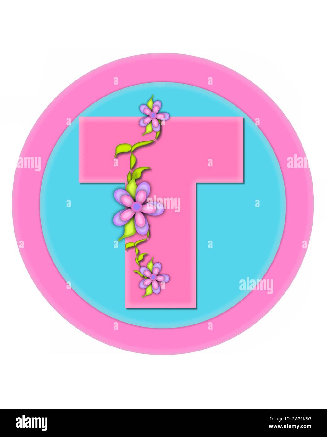 The letter T, in the alphabet set "Bouquet in Pastels," is soft pink ...