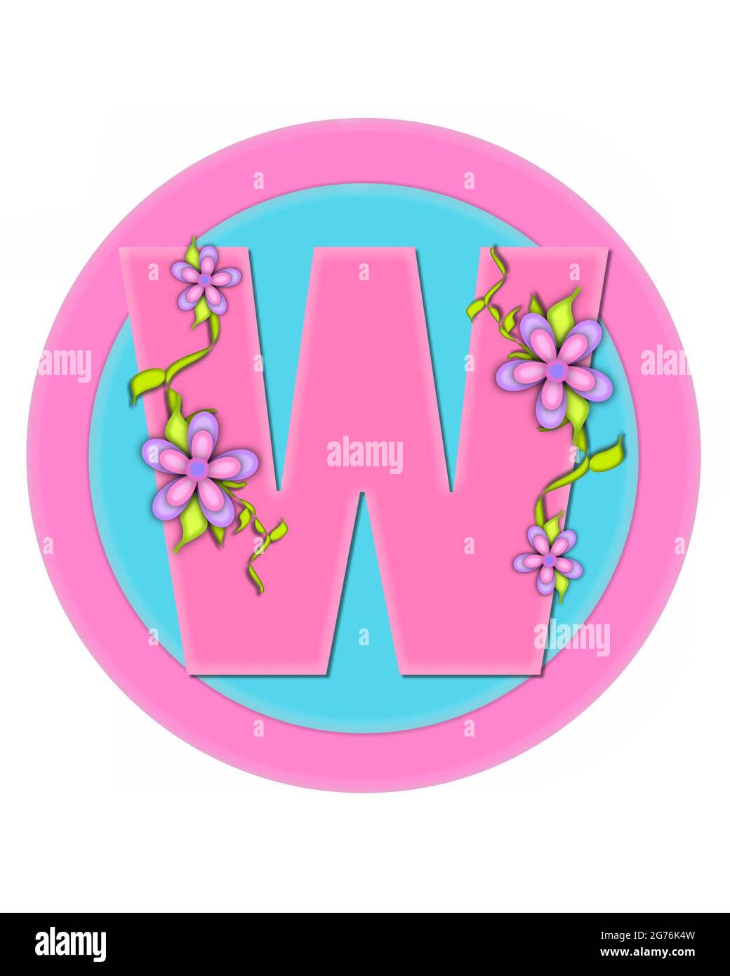 The letter W, in the alphabet set "Bouquet in Pastels," is soft pink ...