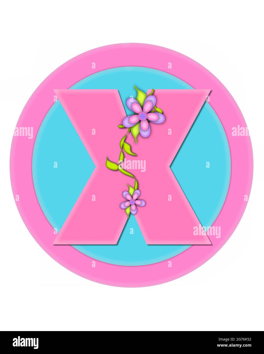 The letter X, in the alphabet set "Bouquet in Pastels," is soft pink ...