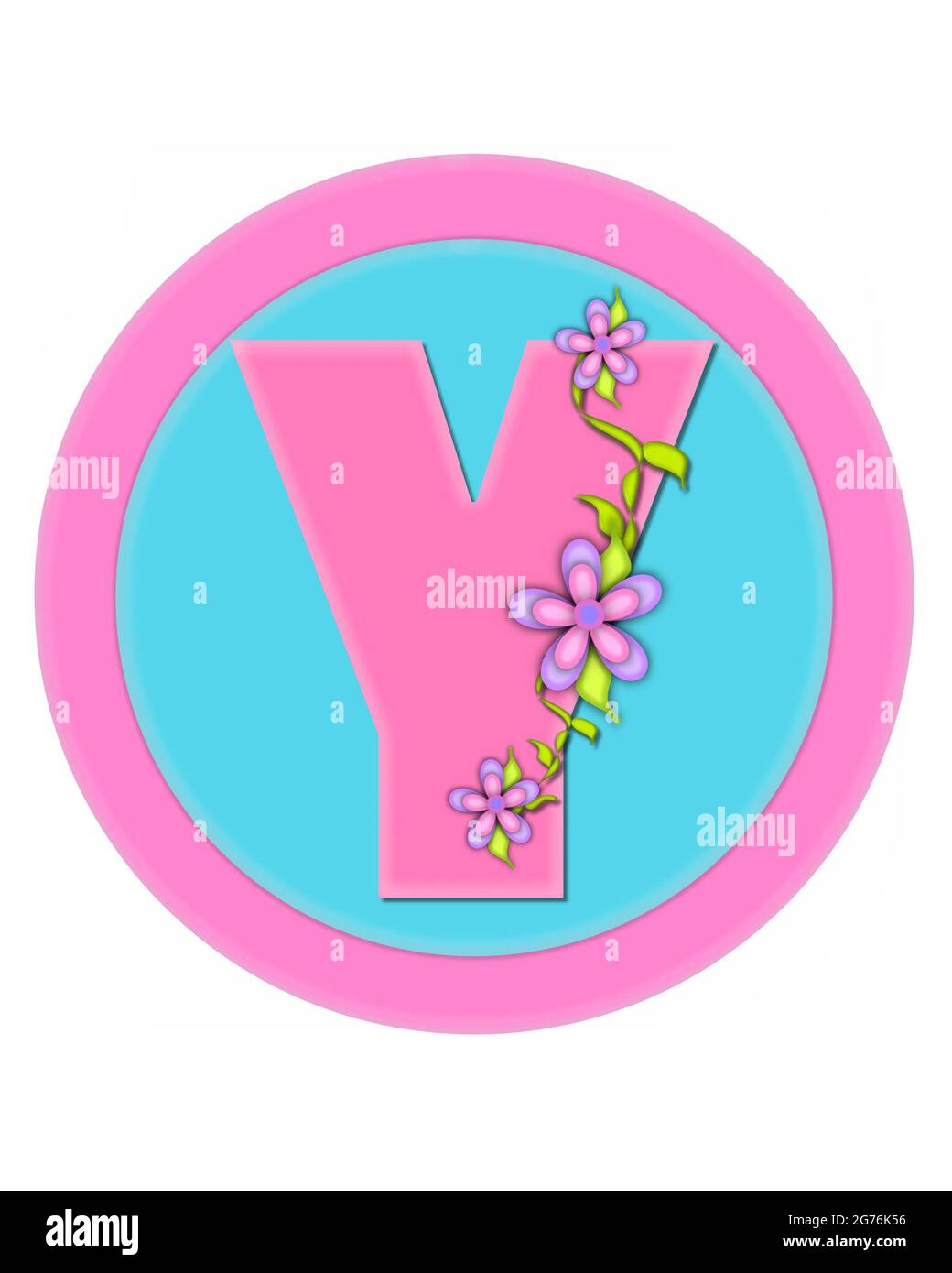 The letter Y, in the alphabet set "Bouquet in Pastels," is soft pink ...