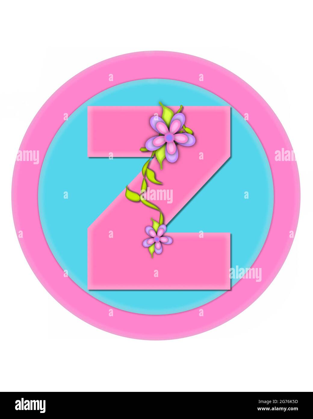 The letter Z, in the alphabet set "Bouquet in Pastels," is soft pink ...
