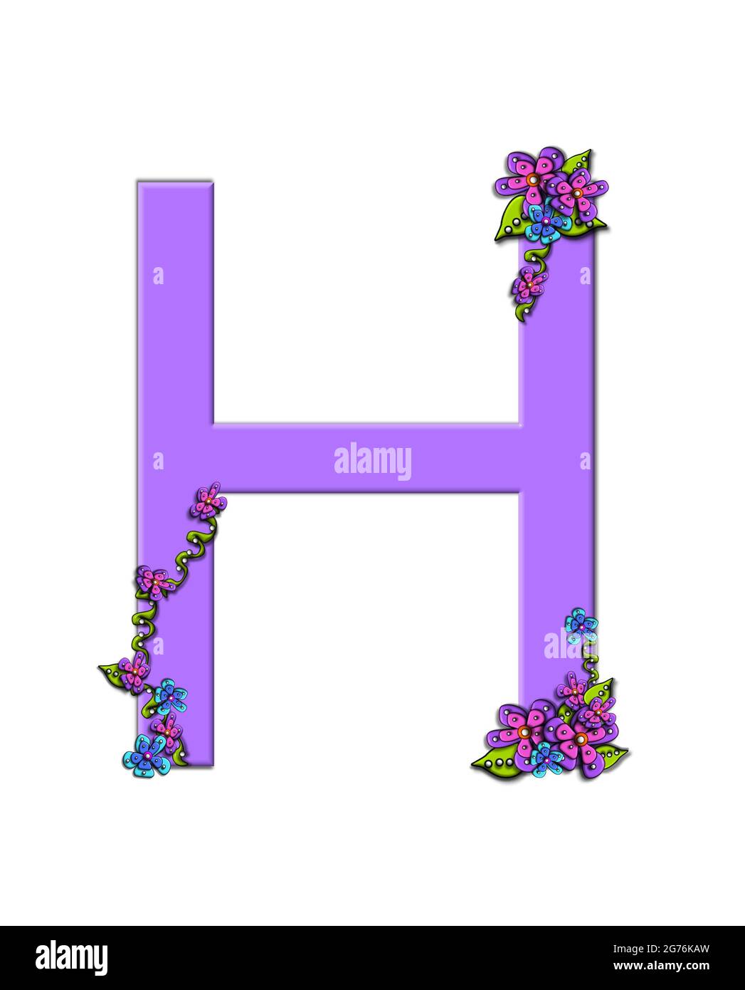 The soft, lilac letter H, in the alphabet set "Burst of Spring Lilac ...