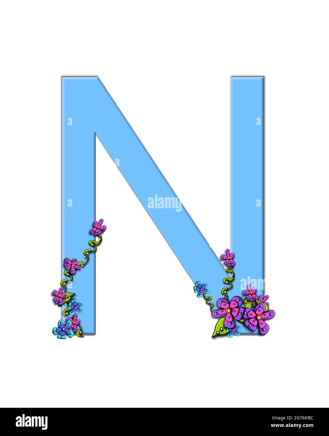 The soft, blue letter N, in the alphabet set "Burst of Spring Blue" is ...