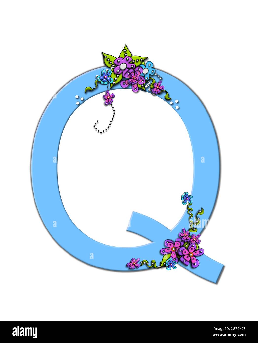 The soft, blue letter Q, in the alphabet set "Burst of Spring Blue" is ...