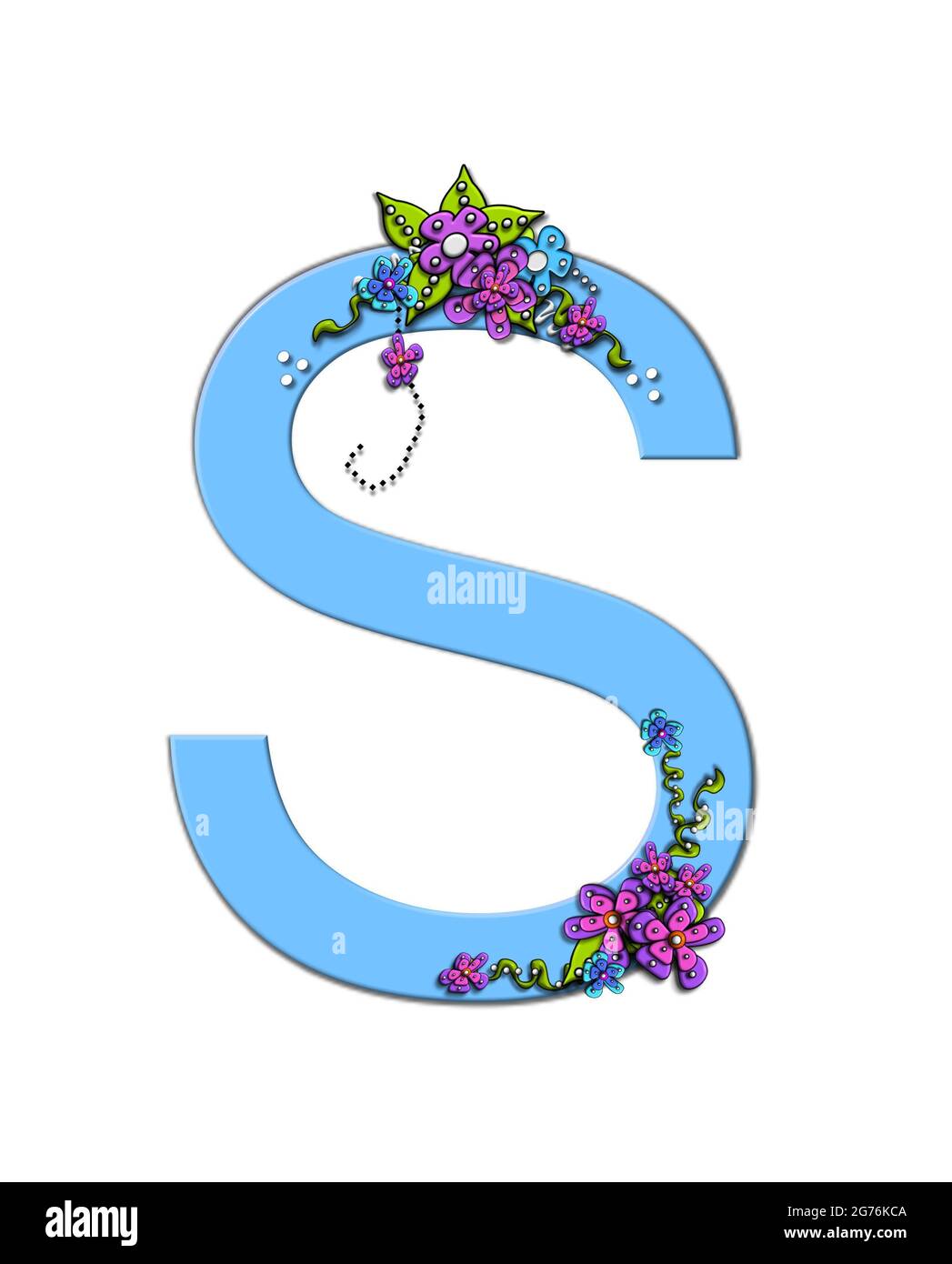 The soft, blue letter S, in the alphabet set "Burst of Spring Blue" is ...