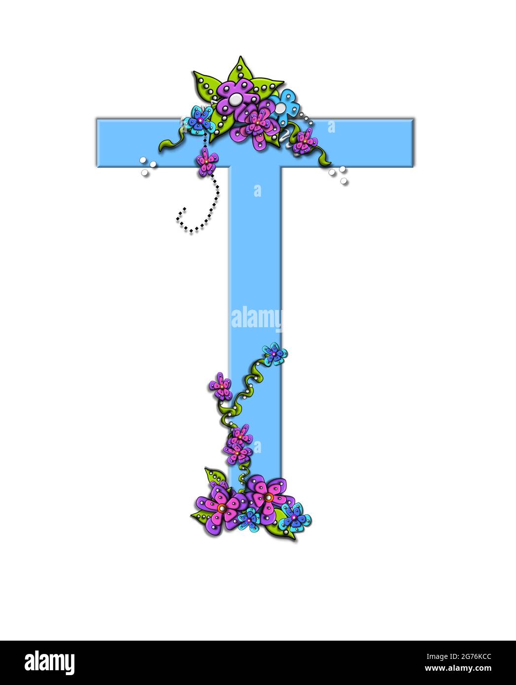 The soft, blue letter T, in the alphabet set "Burst of Spring Blue" is ...