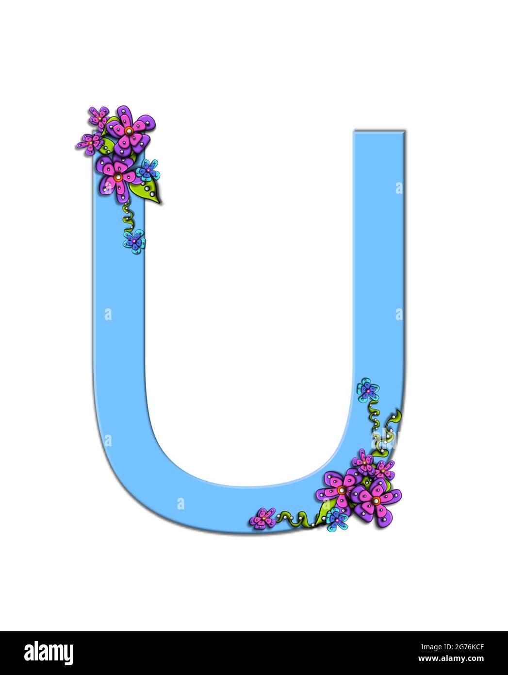 The soft, blue letter U, in the alphabet set "Burst of Spring Blue" is ...