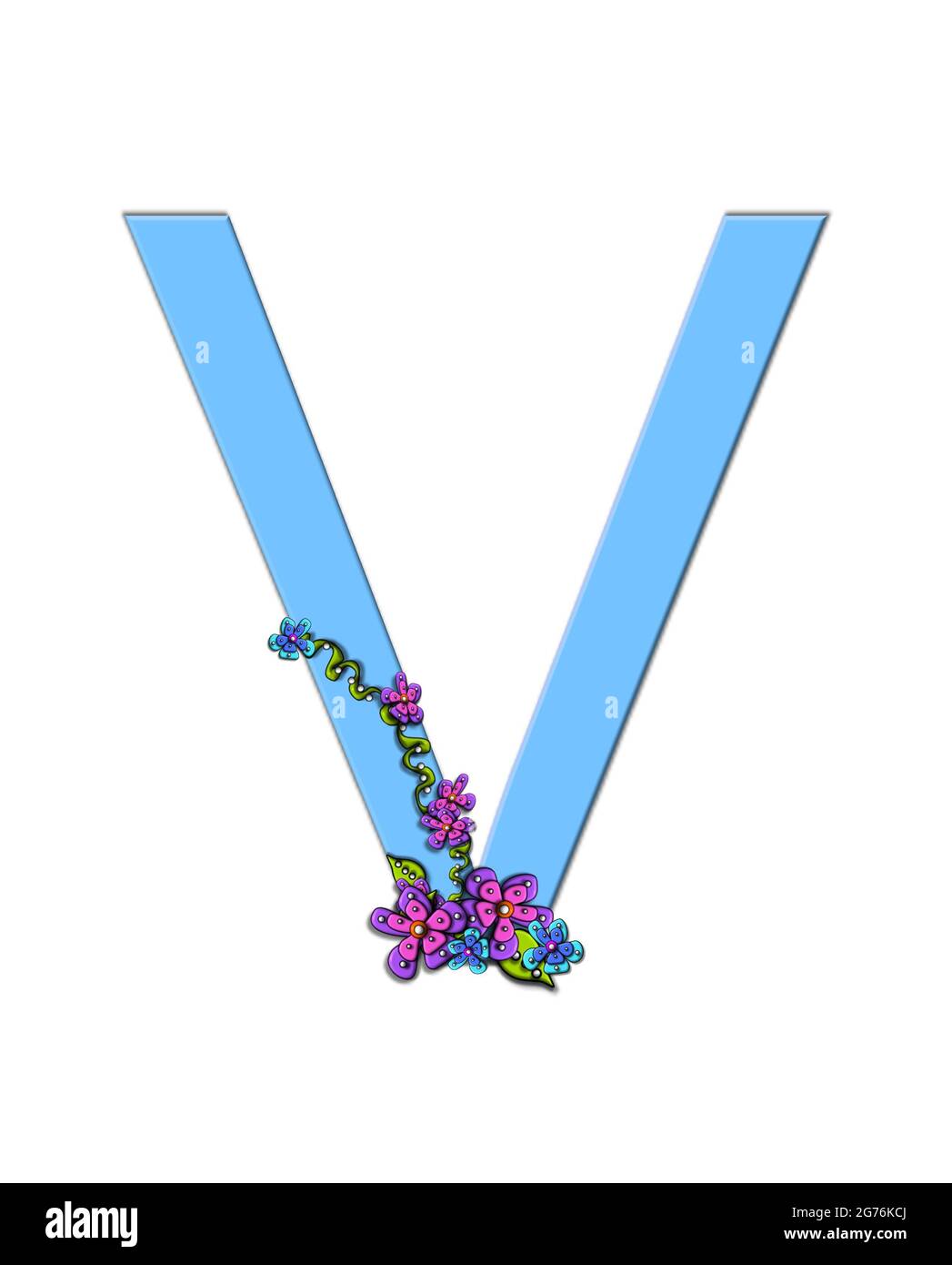 The soft, blue letter V, in the alphabet set "Burst of Spring Blue" is ...