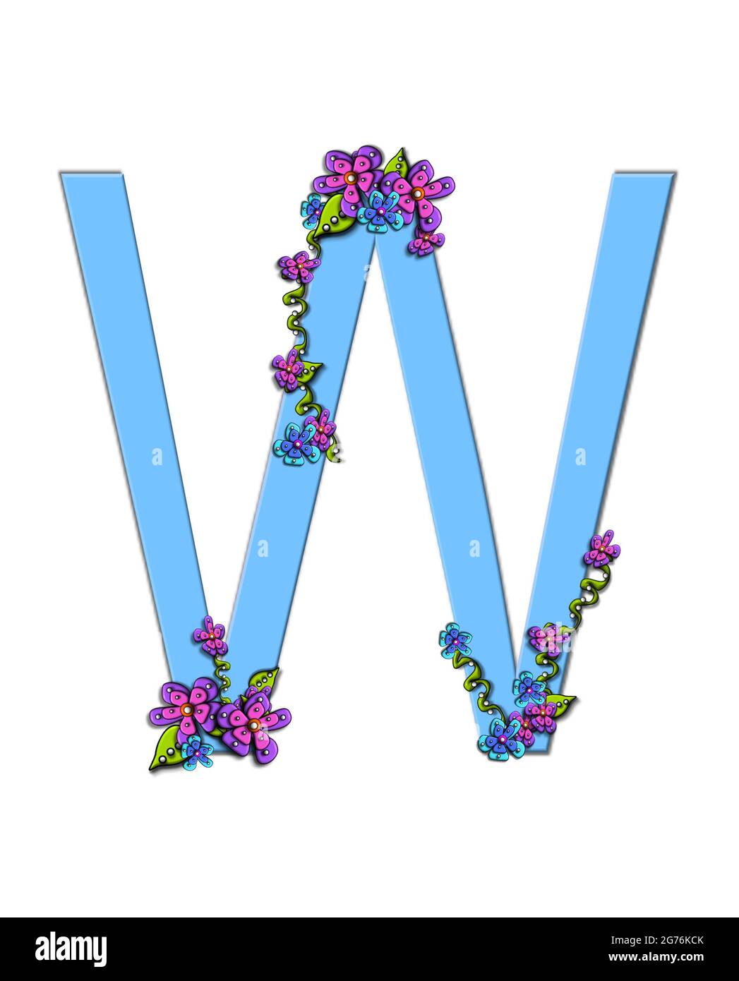 The soft, blue letter W, in the alphabet set "Burst of Spring Blue" is ...