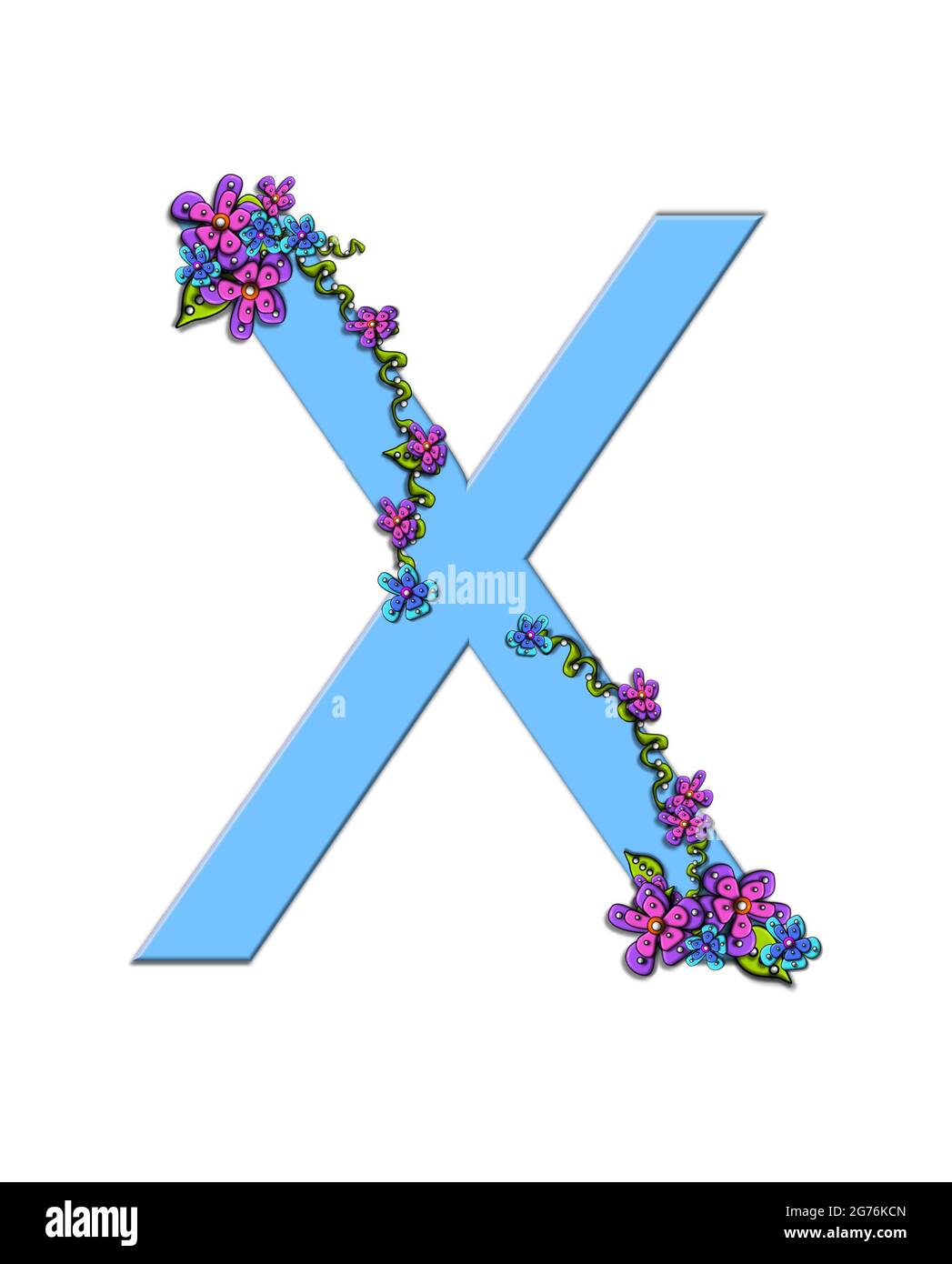 The soft, blue letter X, in the alphabet set "Burst of Spring Blue" is ...
