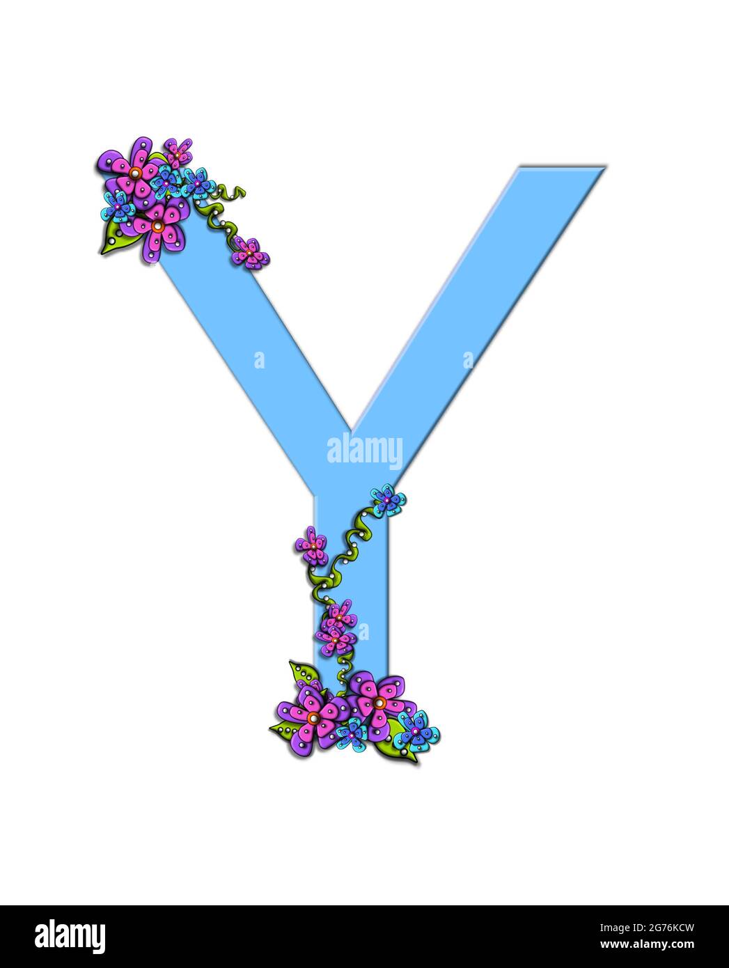 The soft, blue letter Y, in the alphabet set "Burst of Spring Blue" is ...