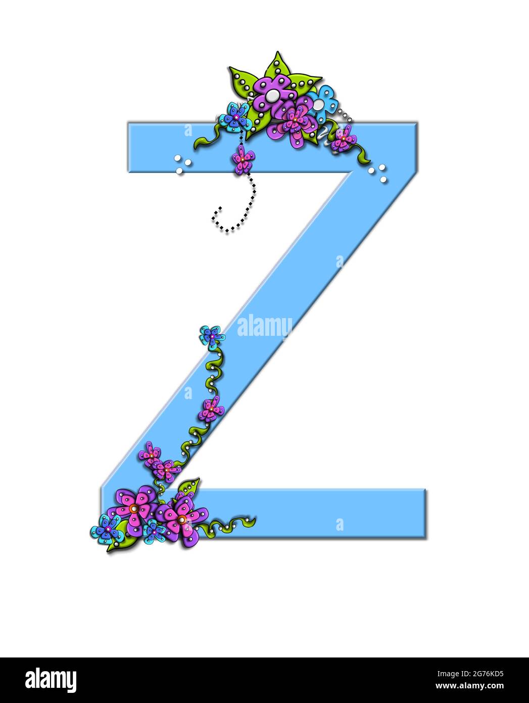 The soft, blue letter Z, in the alphabet set "Burst of Spring Blue" is ...