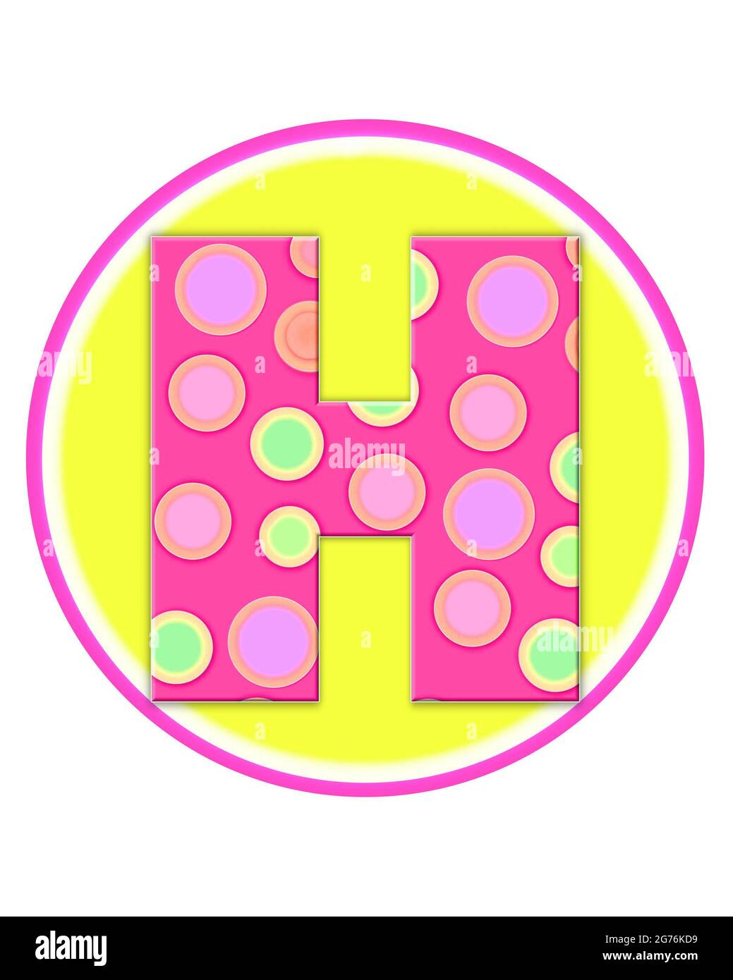 The letter H, in the alphabet set "Circle Party" is decorated with ...