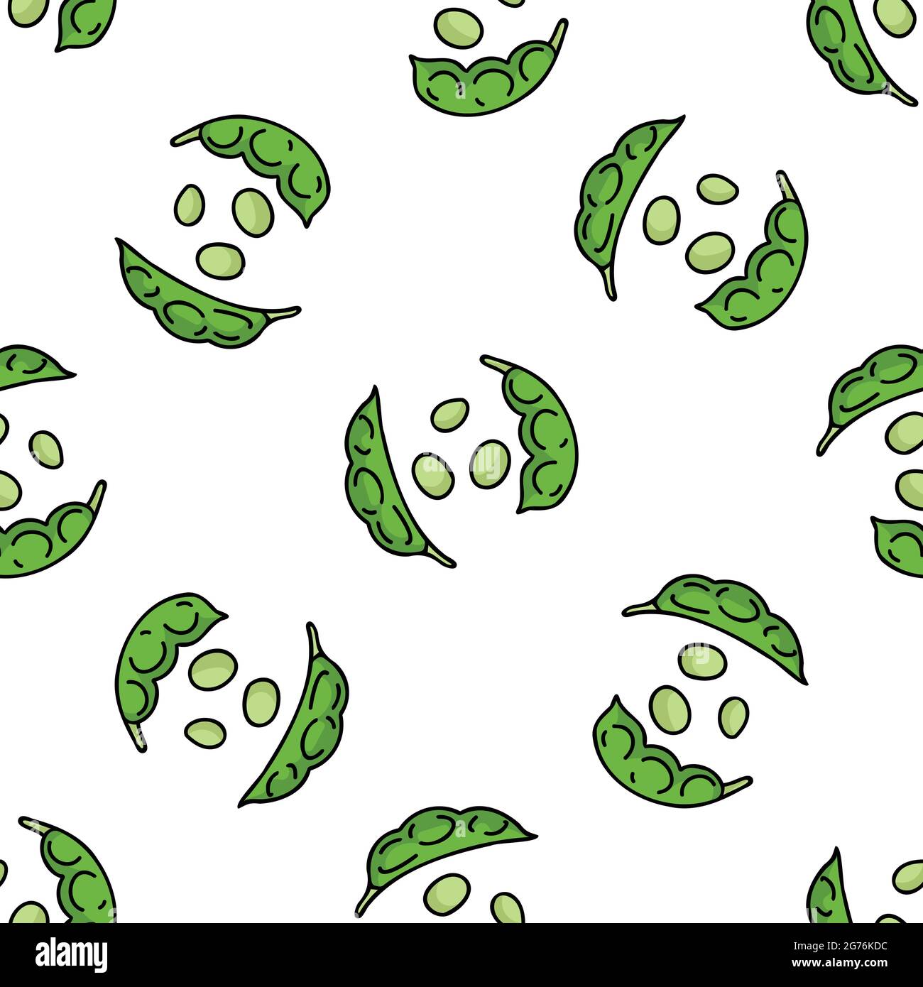 Cute edamame all over print. Hand drawn Japanese soy bean snack flat ...