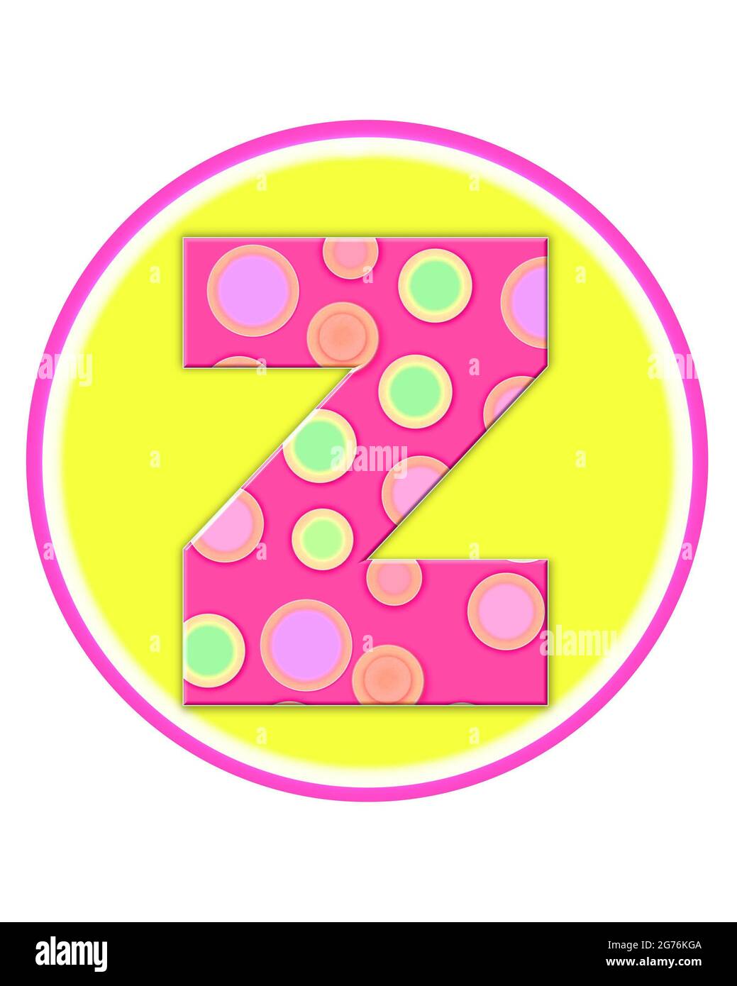 The letter Z, in the alphabet set "Circle Party" is decorated with ...
