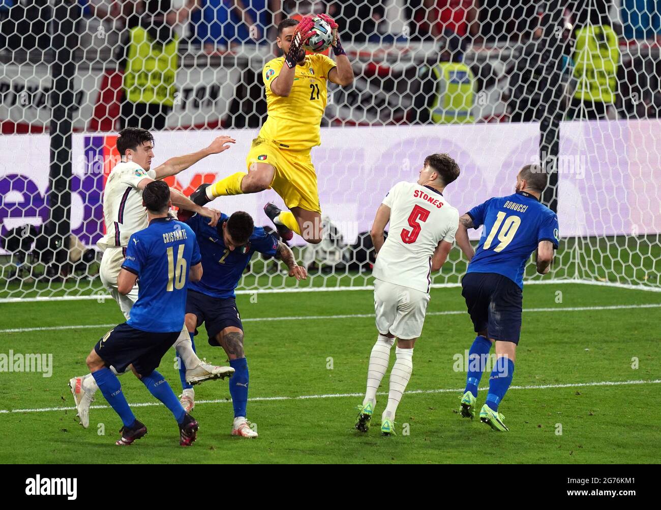 Italy goalkeeper Gianluigi Donnarumma claims the ball during the UEFA ...