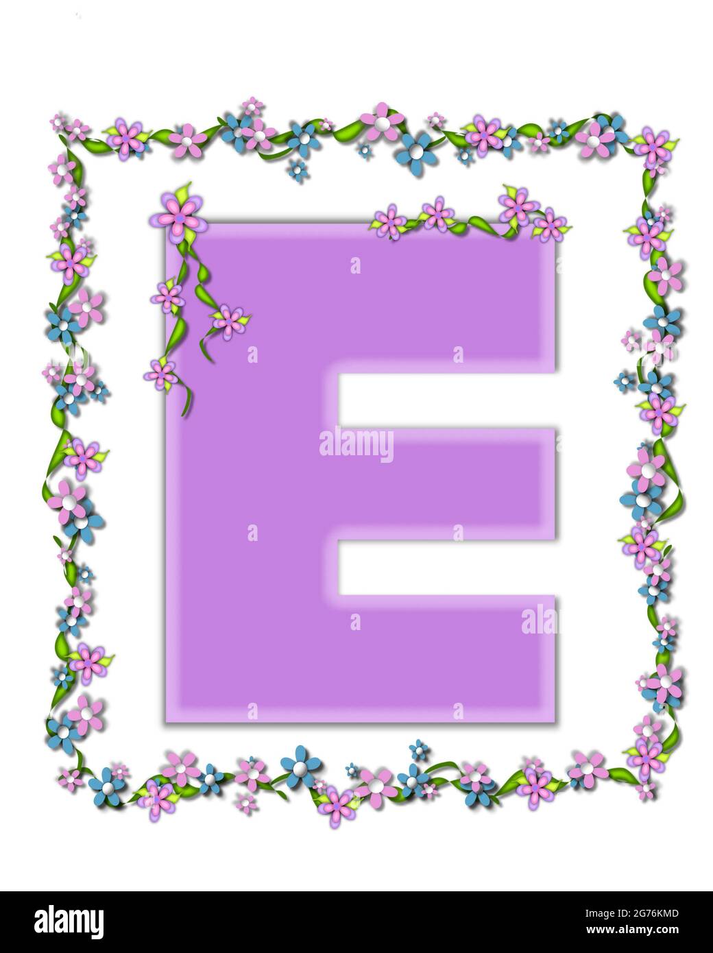 The letter E, in the alphabet set "Daisy Fair Lilac" is a soft pastel ...