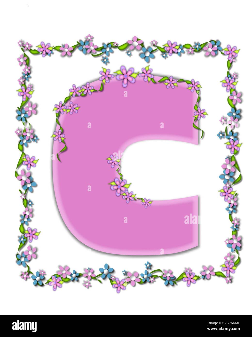 The letter C, in the alphabet set "Daisy Fair Pink" is a soft pastel ...