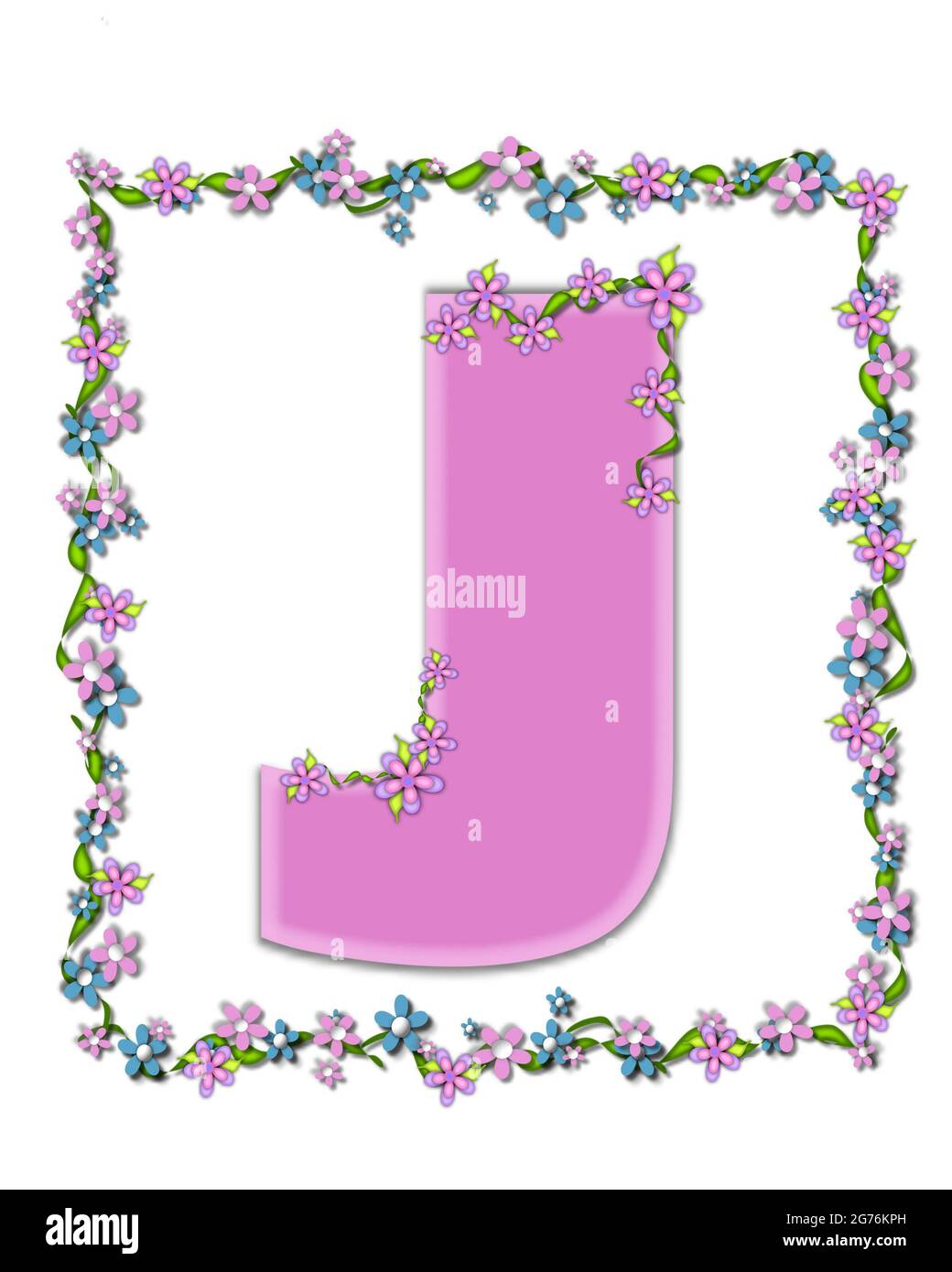 The letter J, in the alphabet set "Daisy Fair Pink" is a soft pastel ...