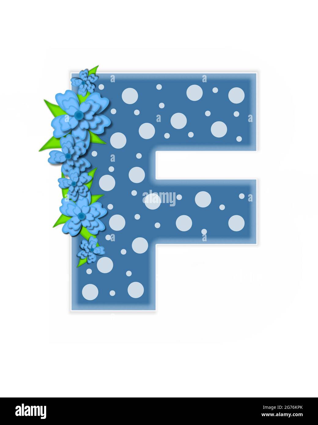 The letter F, in the alphabet set "Dusty Blue Dots", is Blue. Letter is ...