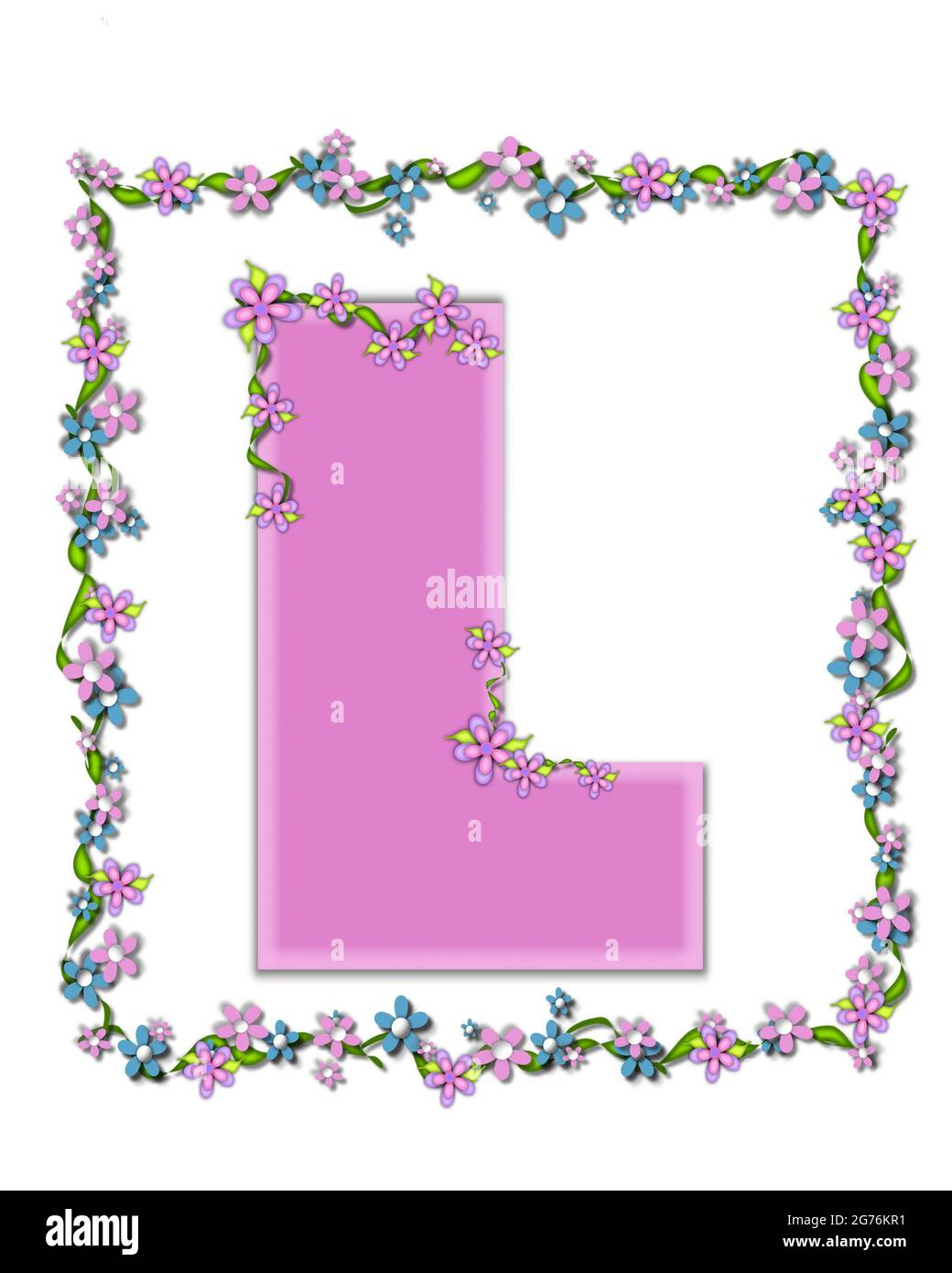 The letter L, in the alphabet set "Daisy Fair Pink" is a soft pastel ...